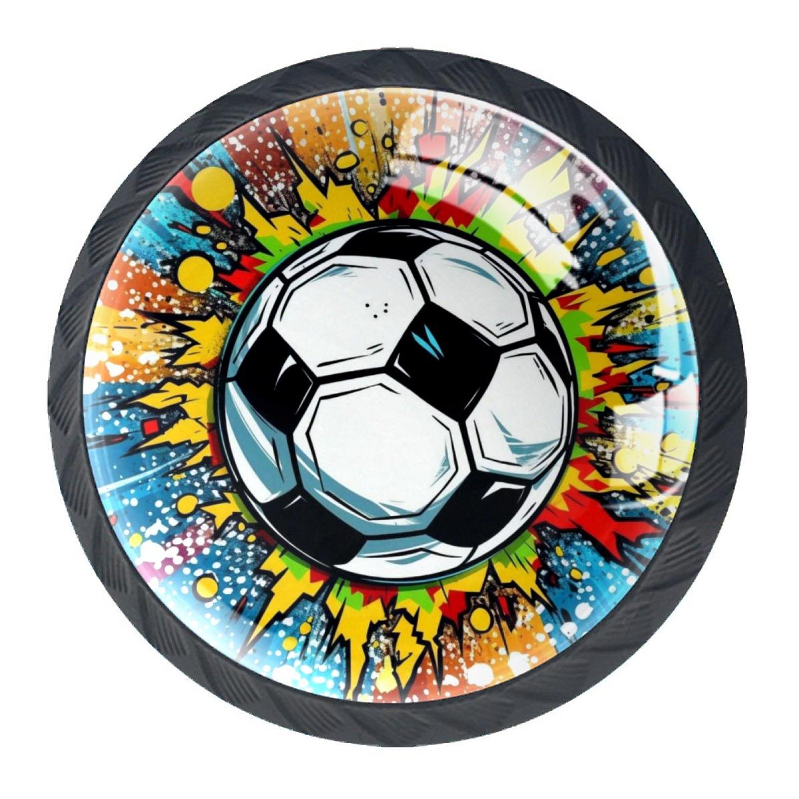 4 Pack Black Drawer Knobs, Football Cabinet Knobs Round Glass Knobs for ...