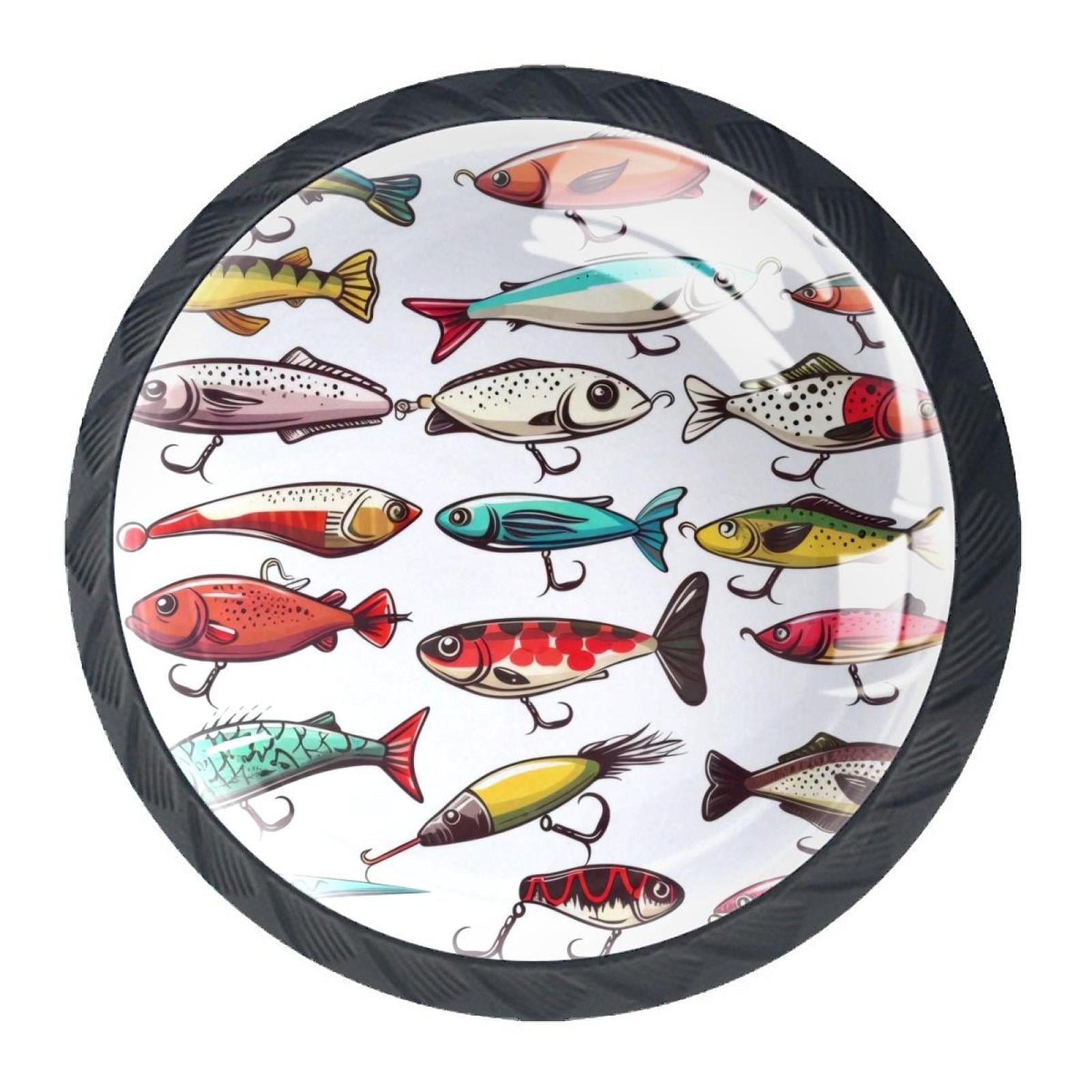 4 Pack Black Drawer Knobs, Various Fishing Lures Cabinet Knobs Round ...