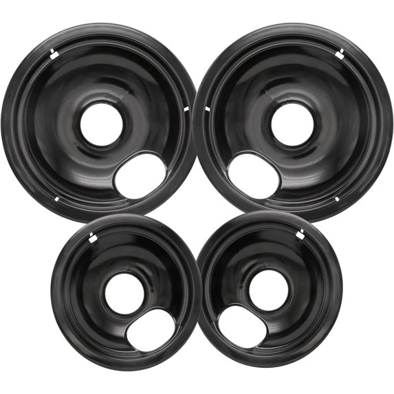4 Pack Black Drip Pans, Compatible with Whirpool Kenmore Stove Top Drip ...