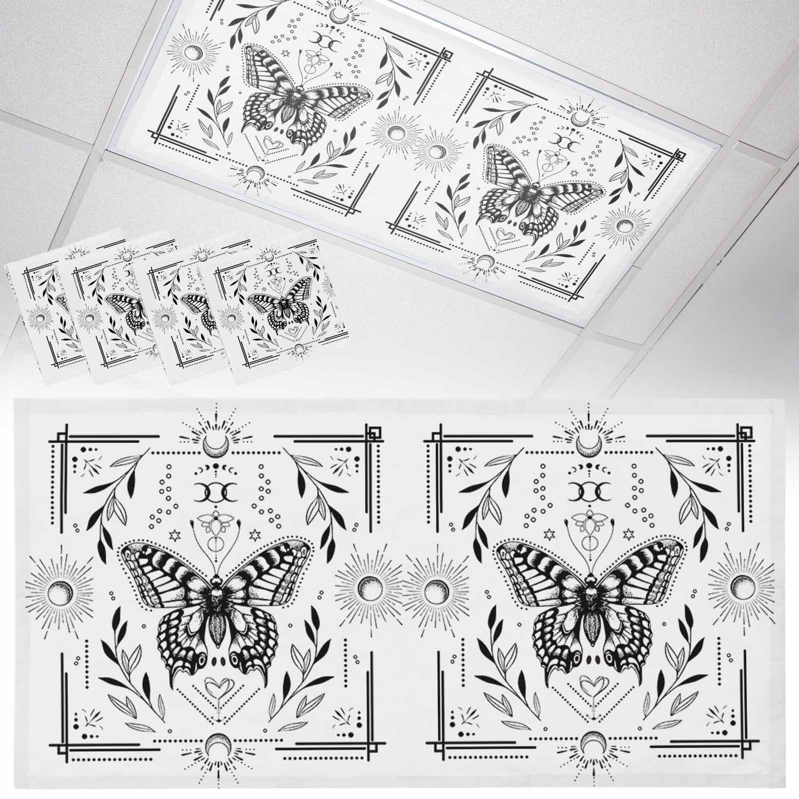 4 Pack Black and Fluorescent Light Covers for Ceiling Lights White ...