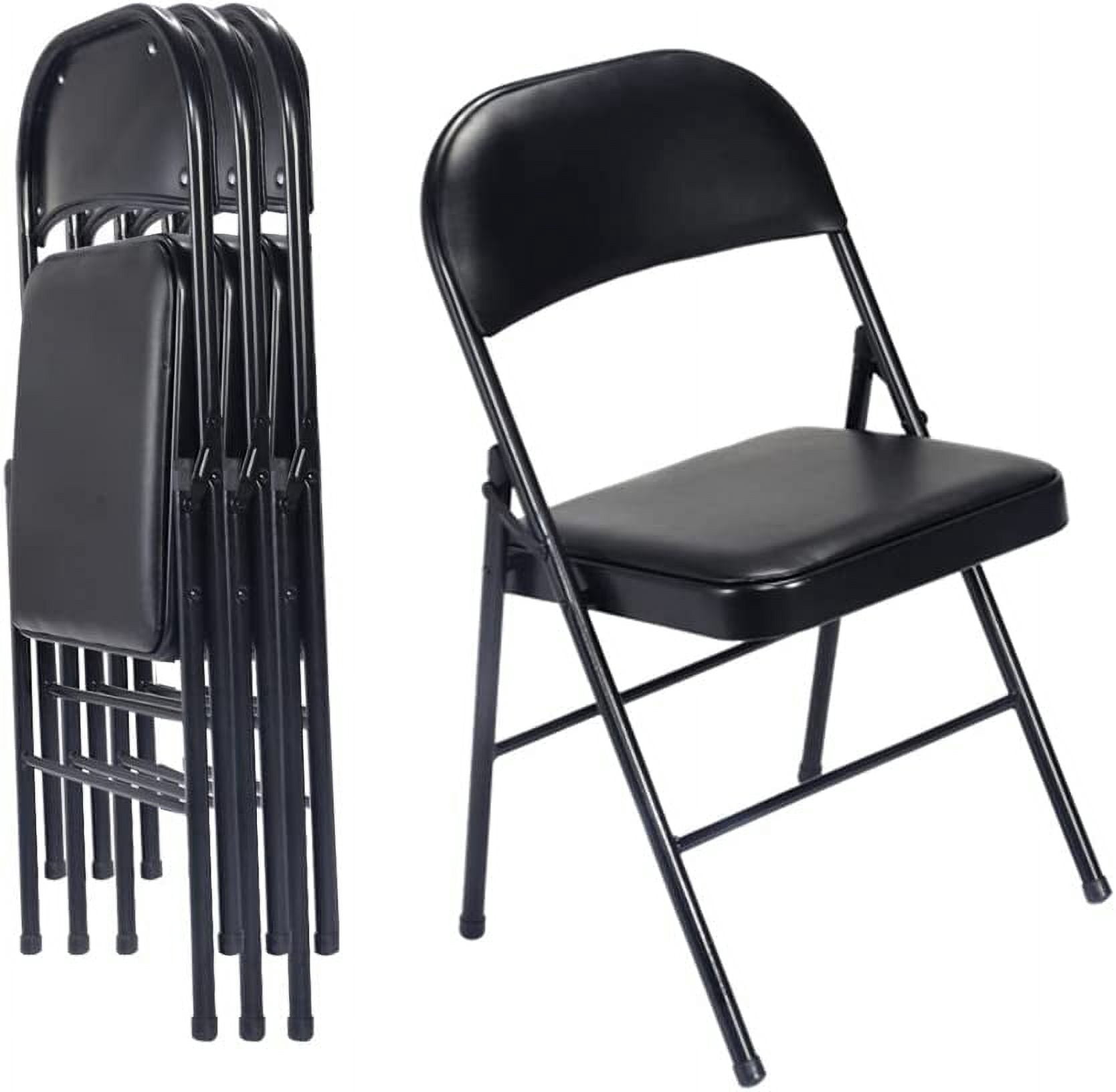 4 Pack Black Folding Chairs with Padded Seats for Outdoor & Indoor ...