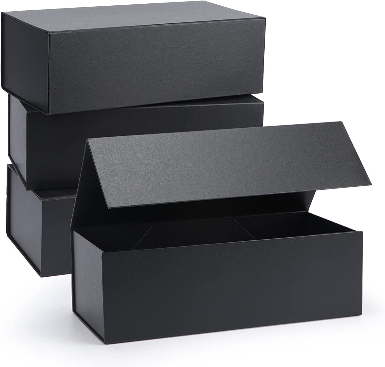 4-Pack Black Gift Boxes with Magnetic Lids, 12x6x4 Collapsible Large ...