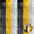 4 Pack Black Gold Silver Foil Fringe Curtain Backdrop, 3.28Ft x 8.2Ft ...