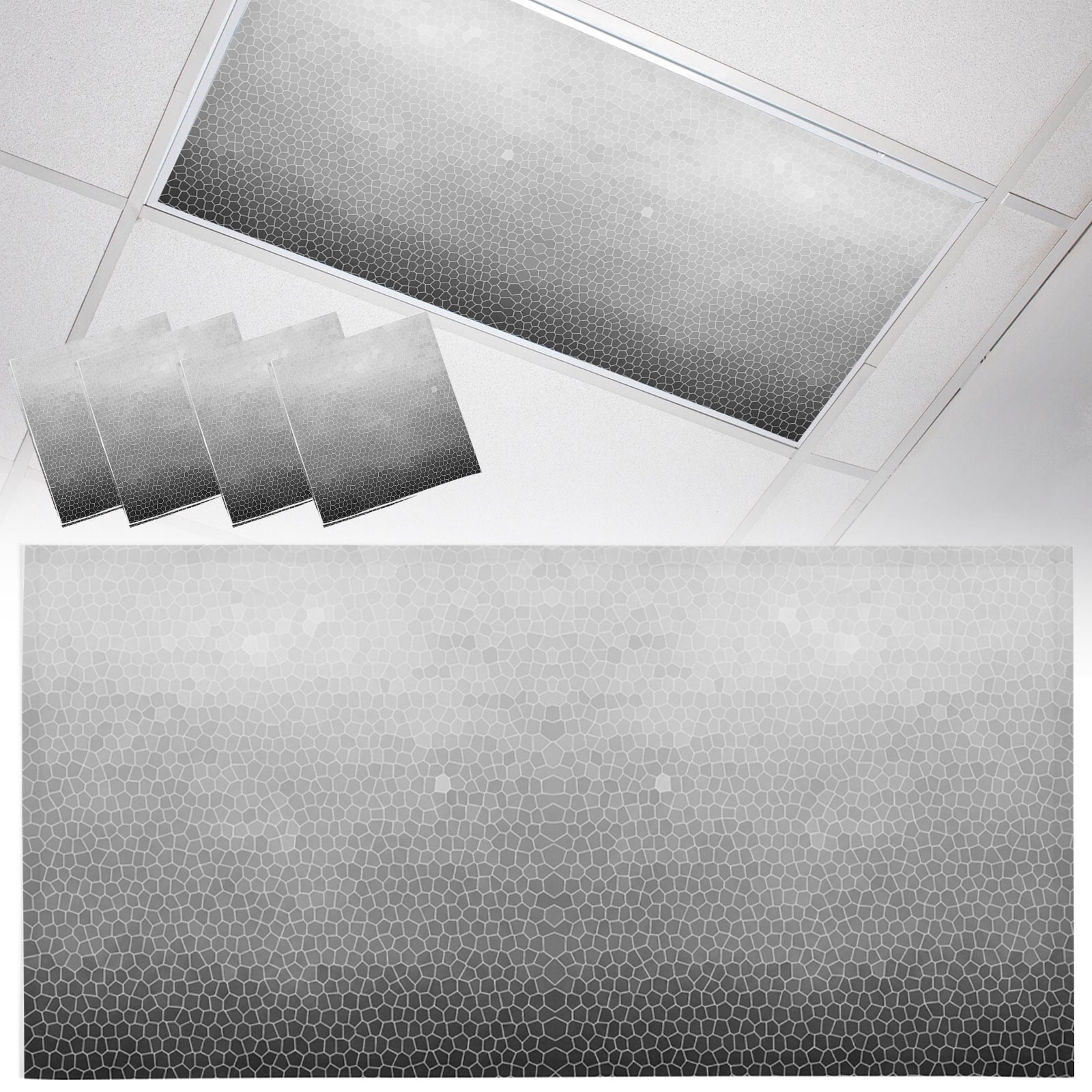4 Pack Black Gray Mosaic Fluorescent Light Covers for Ceiling Lights ...
