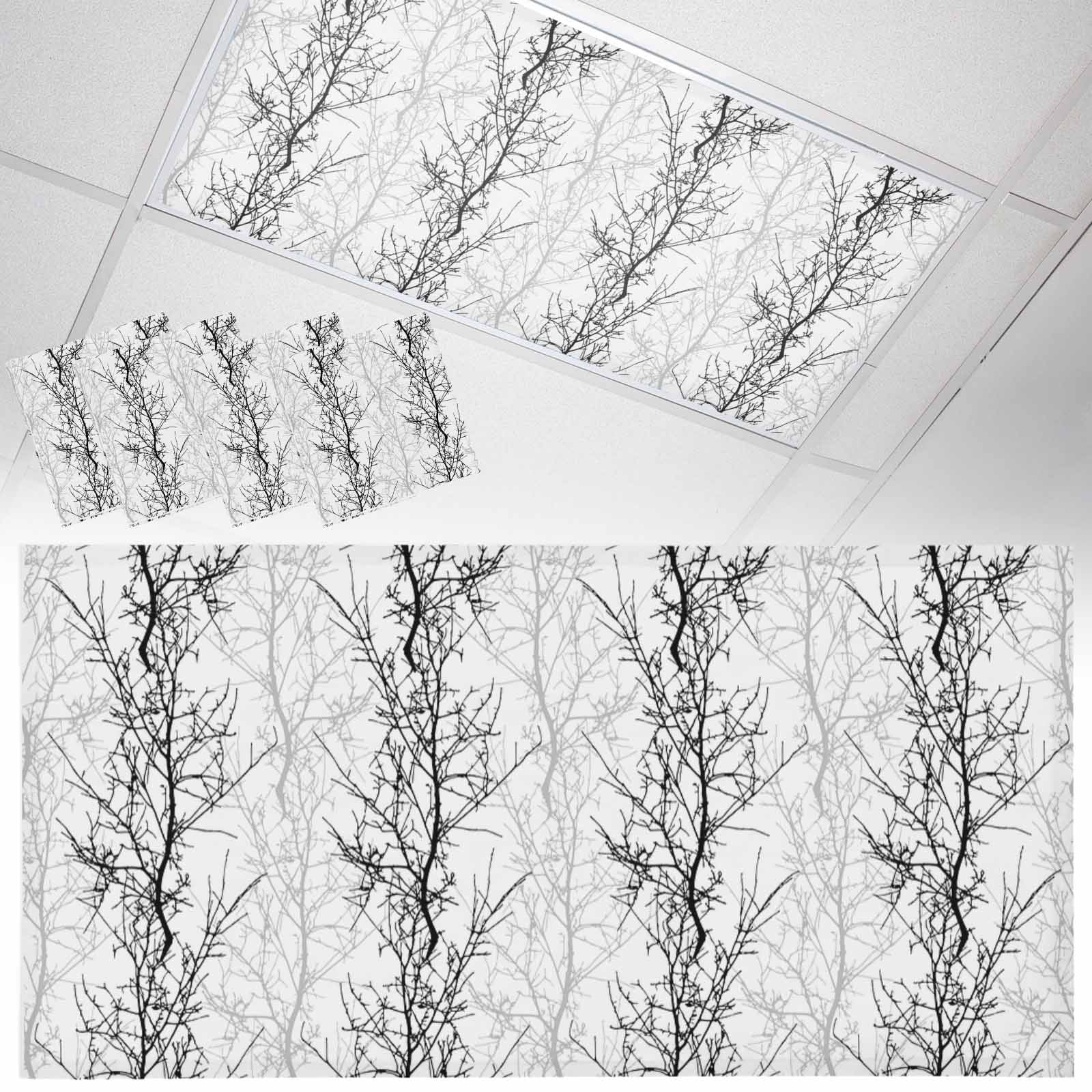 4 Pack Black Grey Fluorescent Light Covers for Ceiling Lights Tree ...