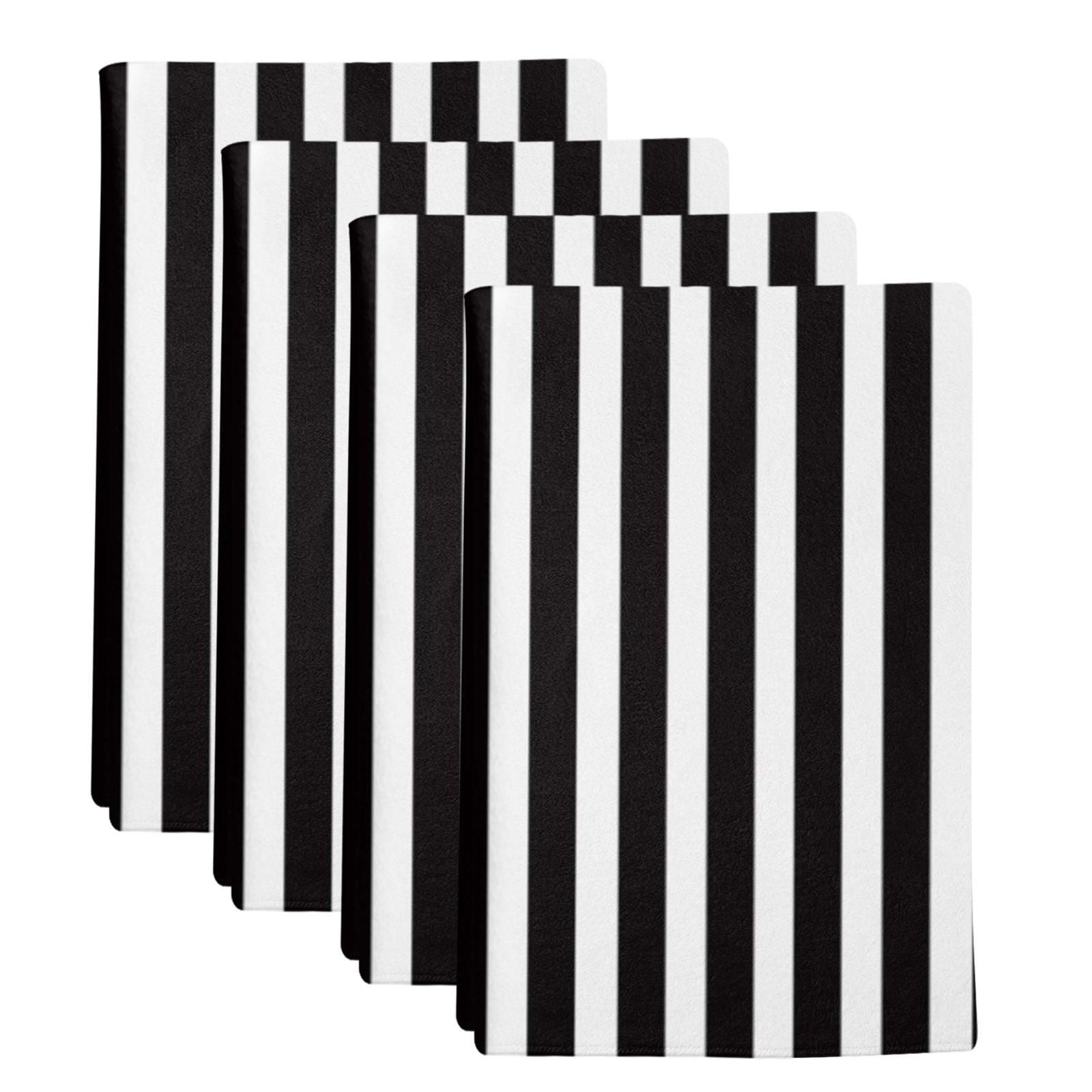 4 Pack Black and Kitchen Towels White Stripe Decorative Dish Towel Sets ...