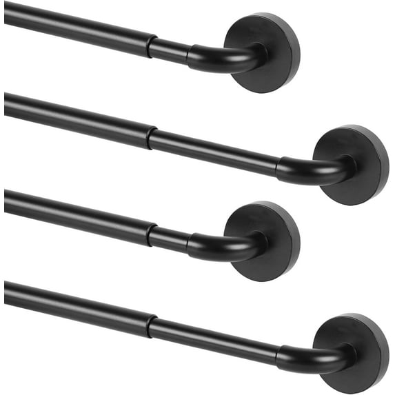 4-Pack Black Magnetic Curtain Rods for Metal Doors, Adjustable 30-40 ...