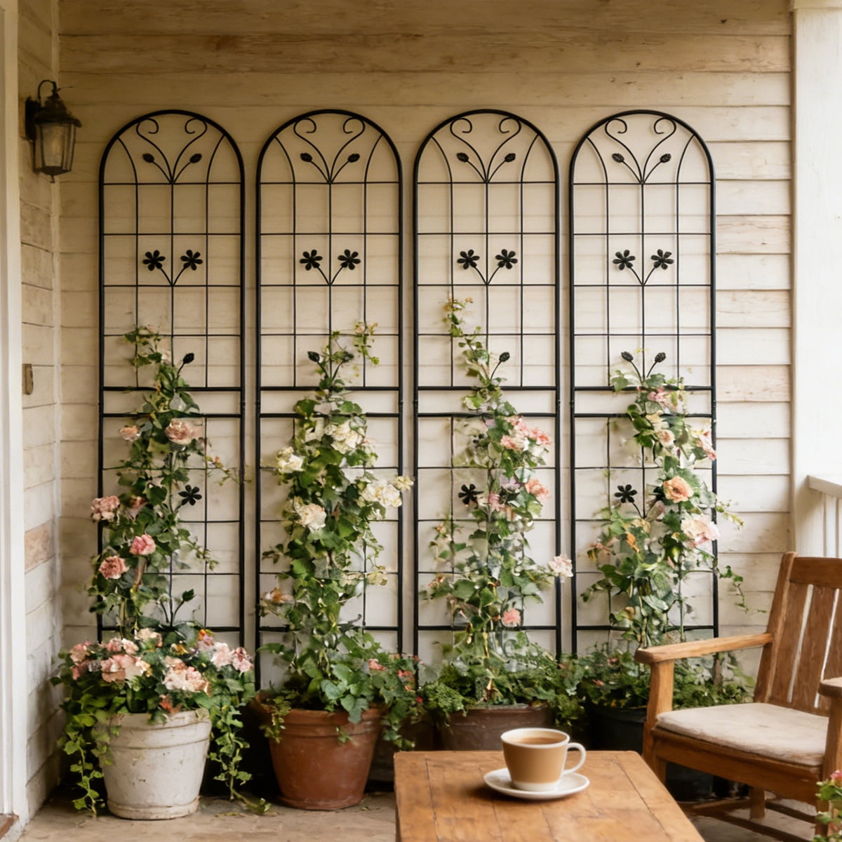 4 Pack Black Metal Garden Trellis, 86.7x19.7 Inch Rustproof Plant ...