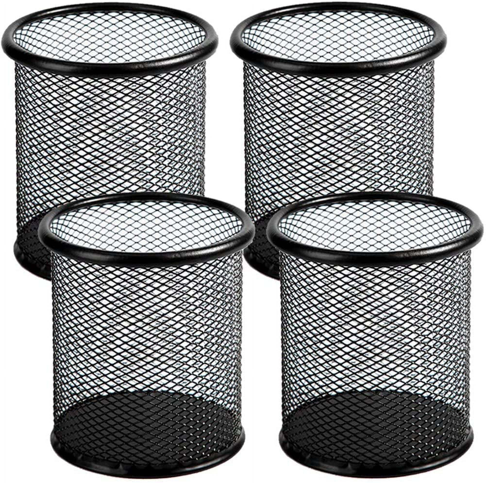 4 Pack Black Pen Holder Cup for Desk, Pencil Cup Holder, Black Wire ...