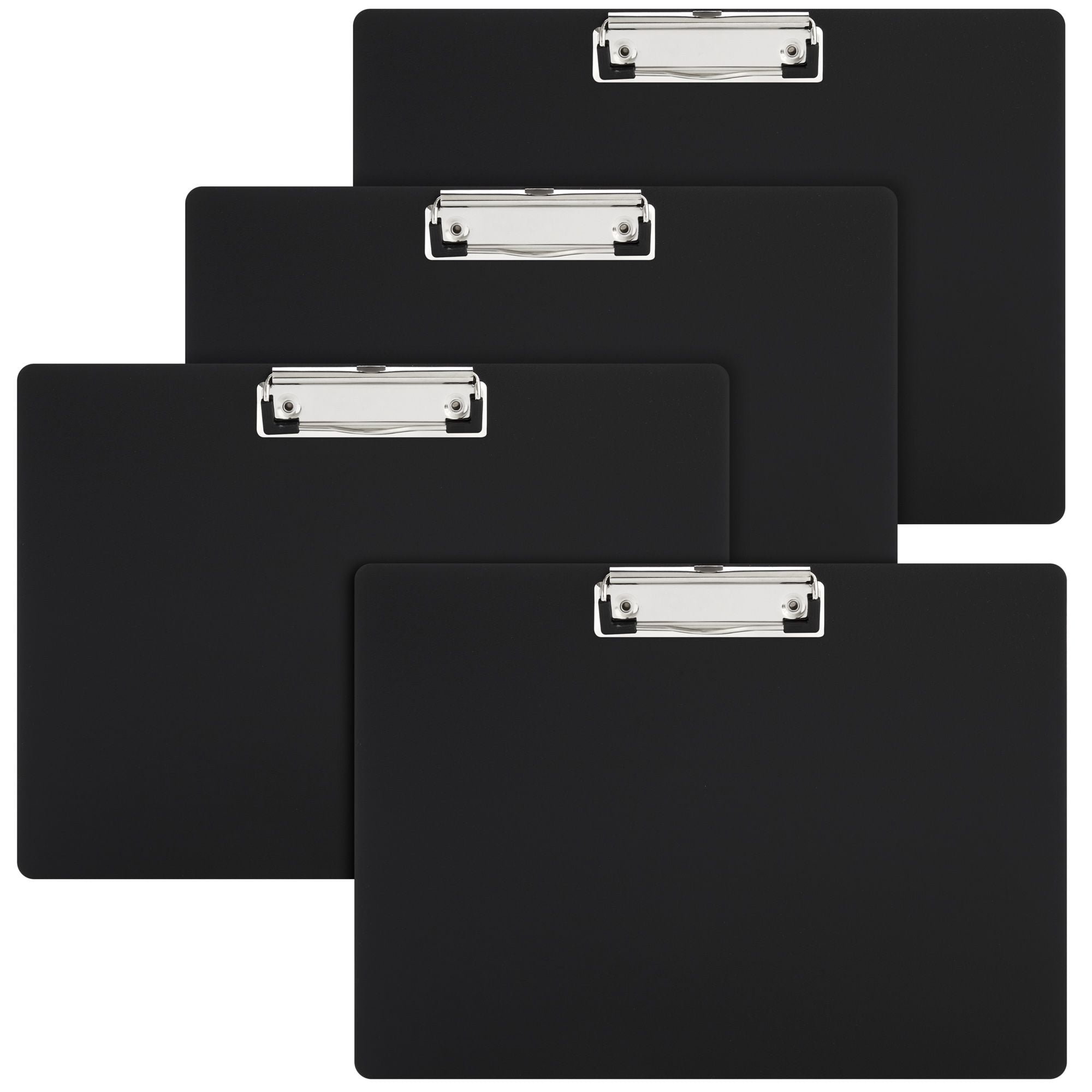 4 Pack Black Plastic Clipboards with Low Profile Clip, 12.4 x 8.9 ...