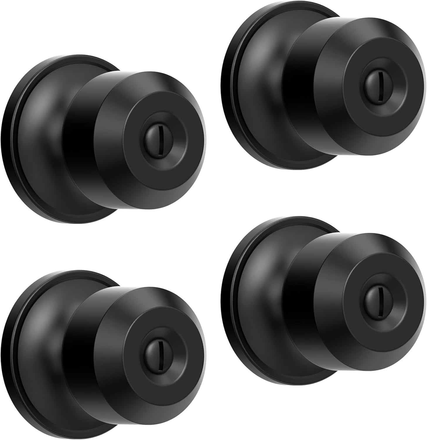 4 Pack Black Privacy Door Knobs with Lock, Door Handles with Black Door ...