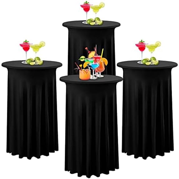 4 Pack Black Round High Top Cocktail Table Cloth 36×43 Inch, Wrinkle ...