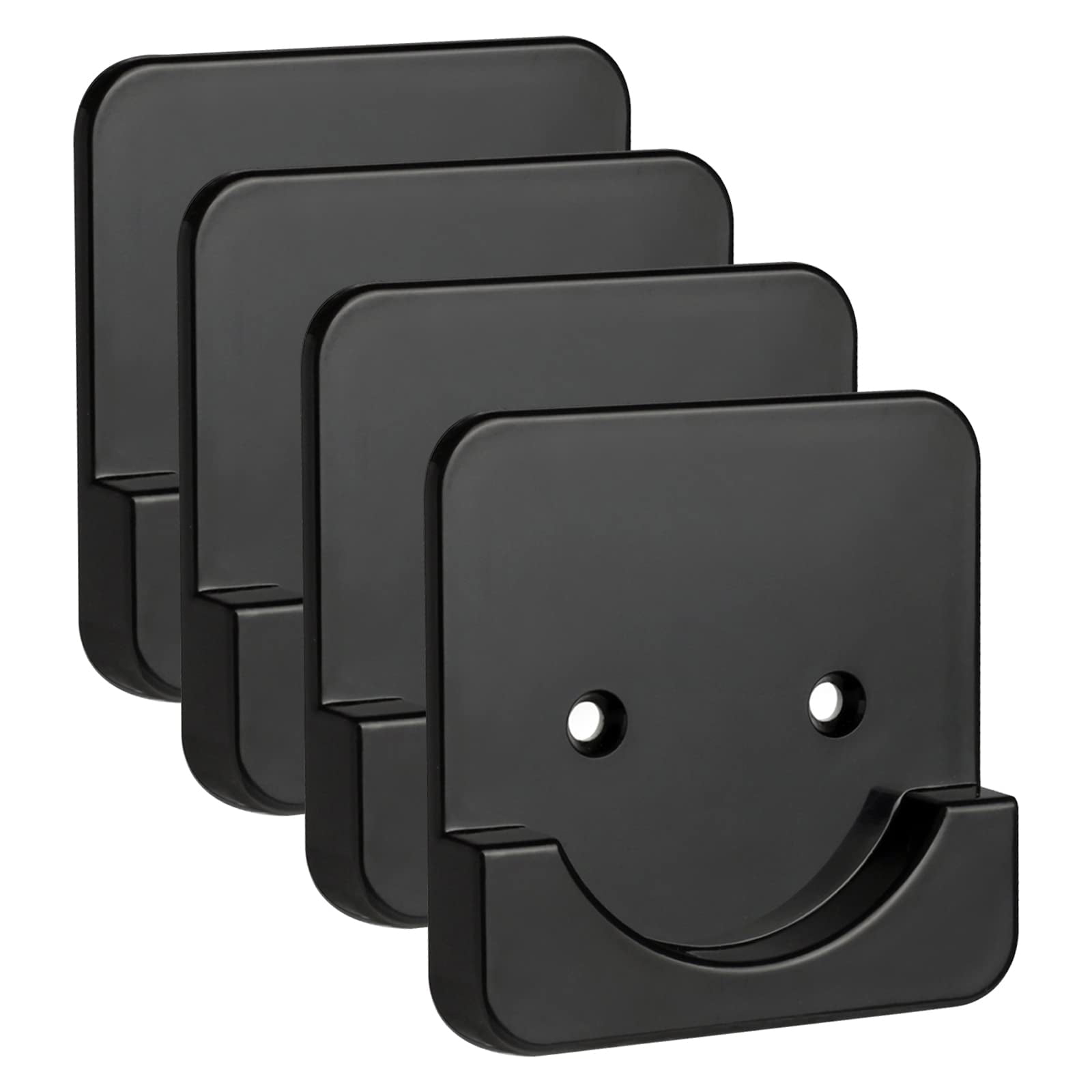 4 Pack Black Shower Curtain Rod Mount Holder for Wall | Adhesive Shower ...