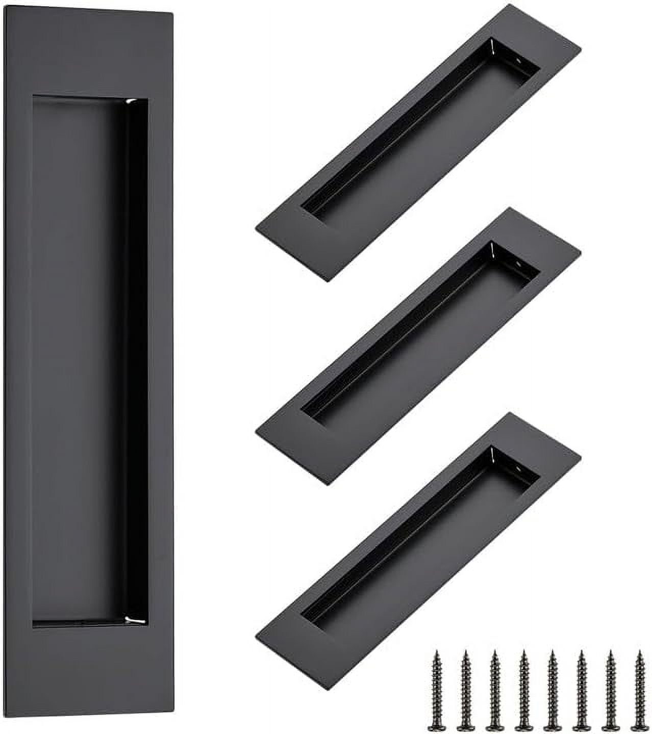 The 4 Pack Black Sliding Closet Door Handles Black Flush Pulls 8 inch ...
