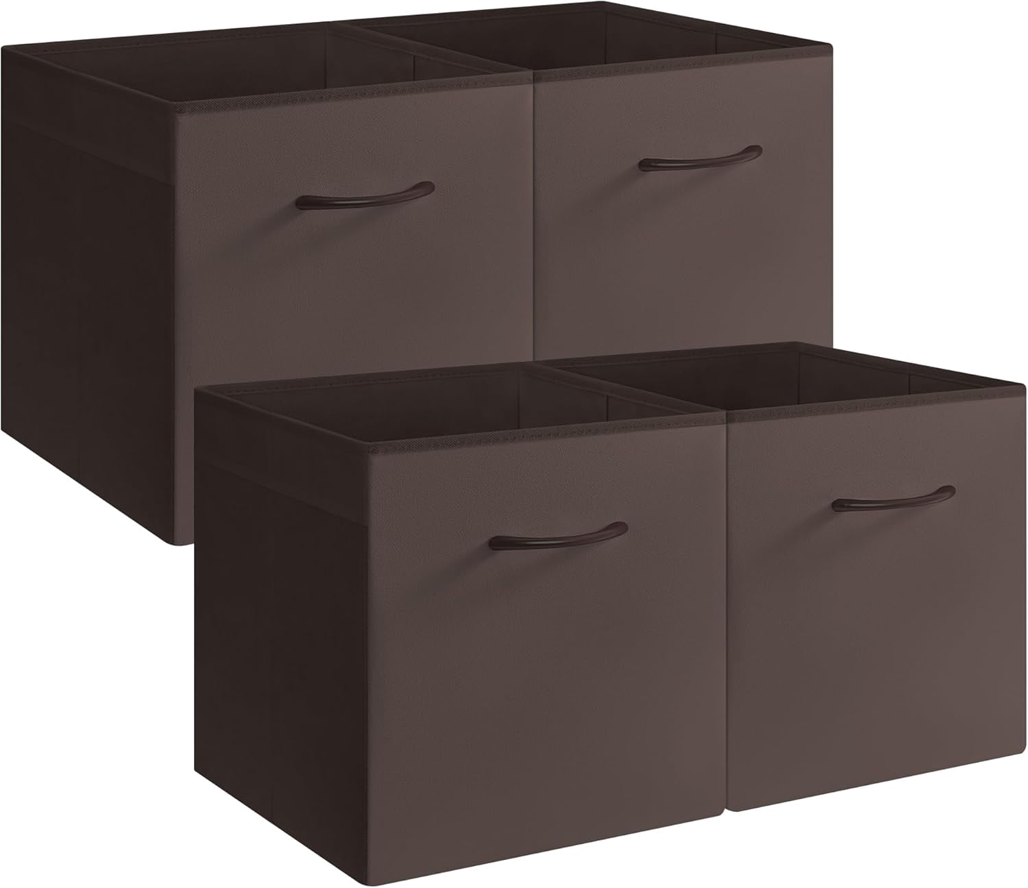 4-Pack Black Storage Cubes, 13-inch Leather Bins with Handle, Cube ...