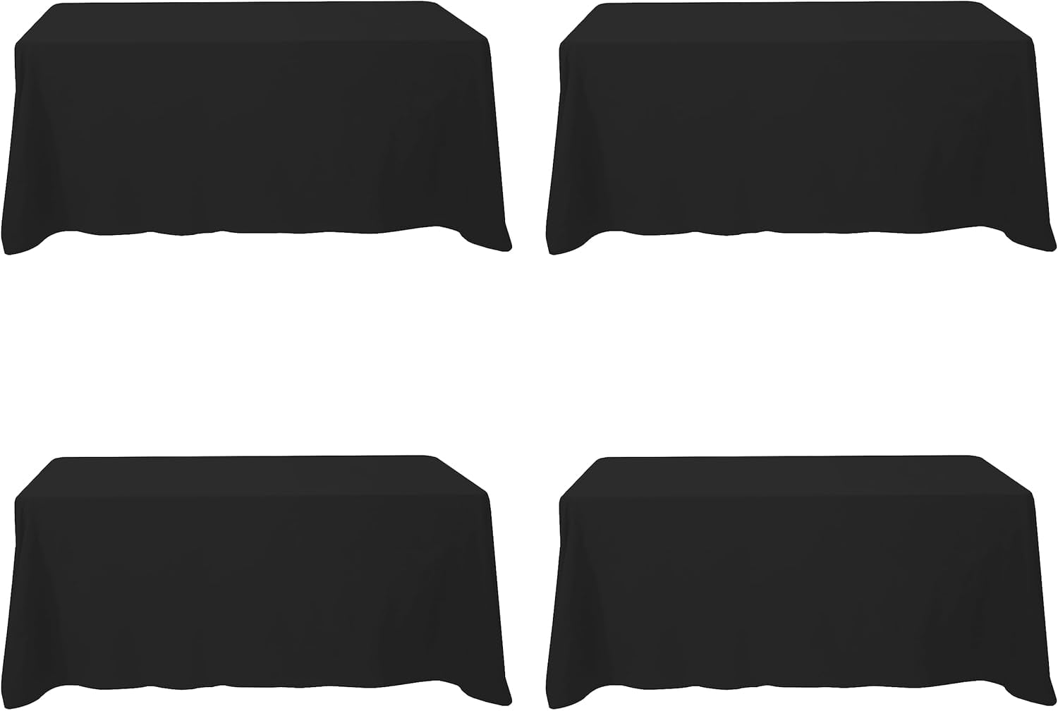 4 Pack Black Tablecloths 90 x 132 Inch for 6ft Rectangle Tables - 150 ...