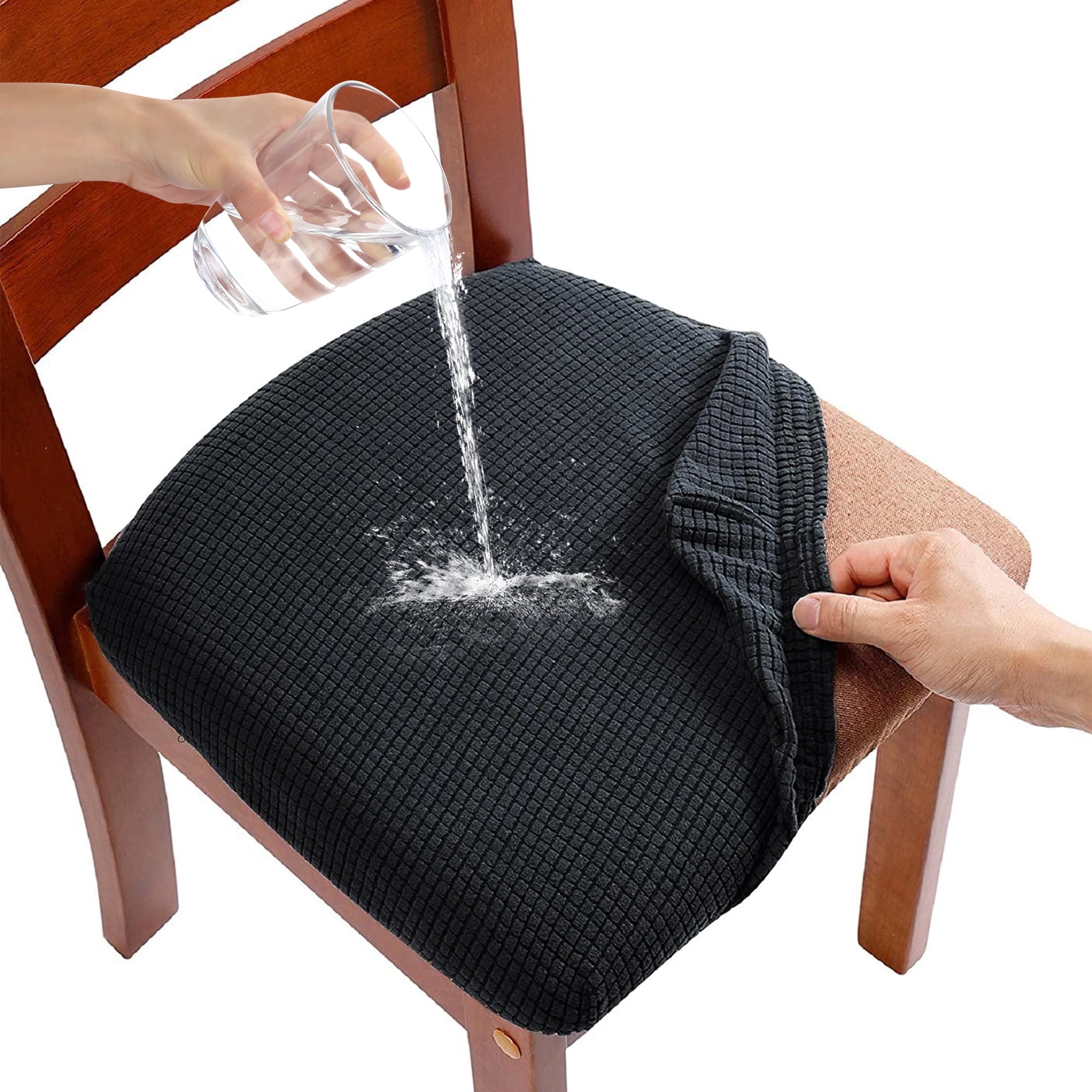 4 Pack Black Waterproof Seat Covers for Dining Chairs,Removable ...