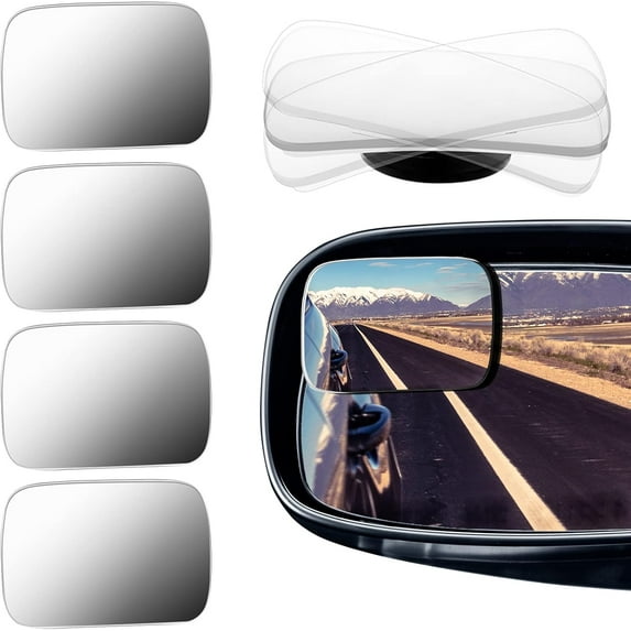 4 Pack Blind Spot Mirror, Rectangle 360° Angle Adjustment Glass Traffic ...