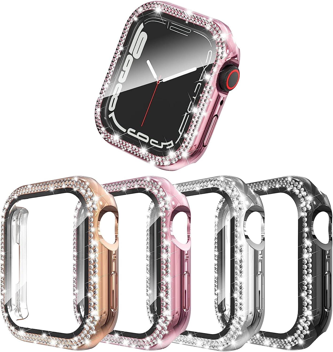 4 Pack Bling Hard PC Case with Tempered Glass Screen Protector ...