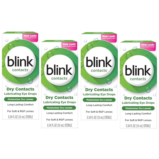Blink Contacts - 4 Pack Lubricating Eye Drops for Dry Lenses, Lens ...