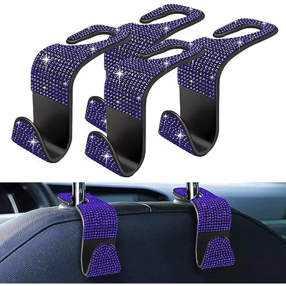 4 Pack Blink Diamond Car Seat Headrest Hooks Crystal Rhinestone Car ...