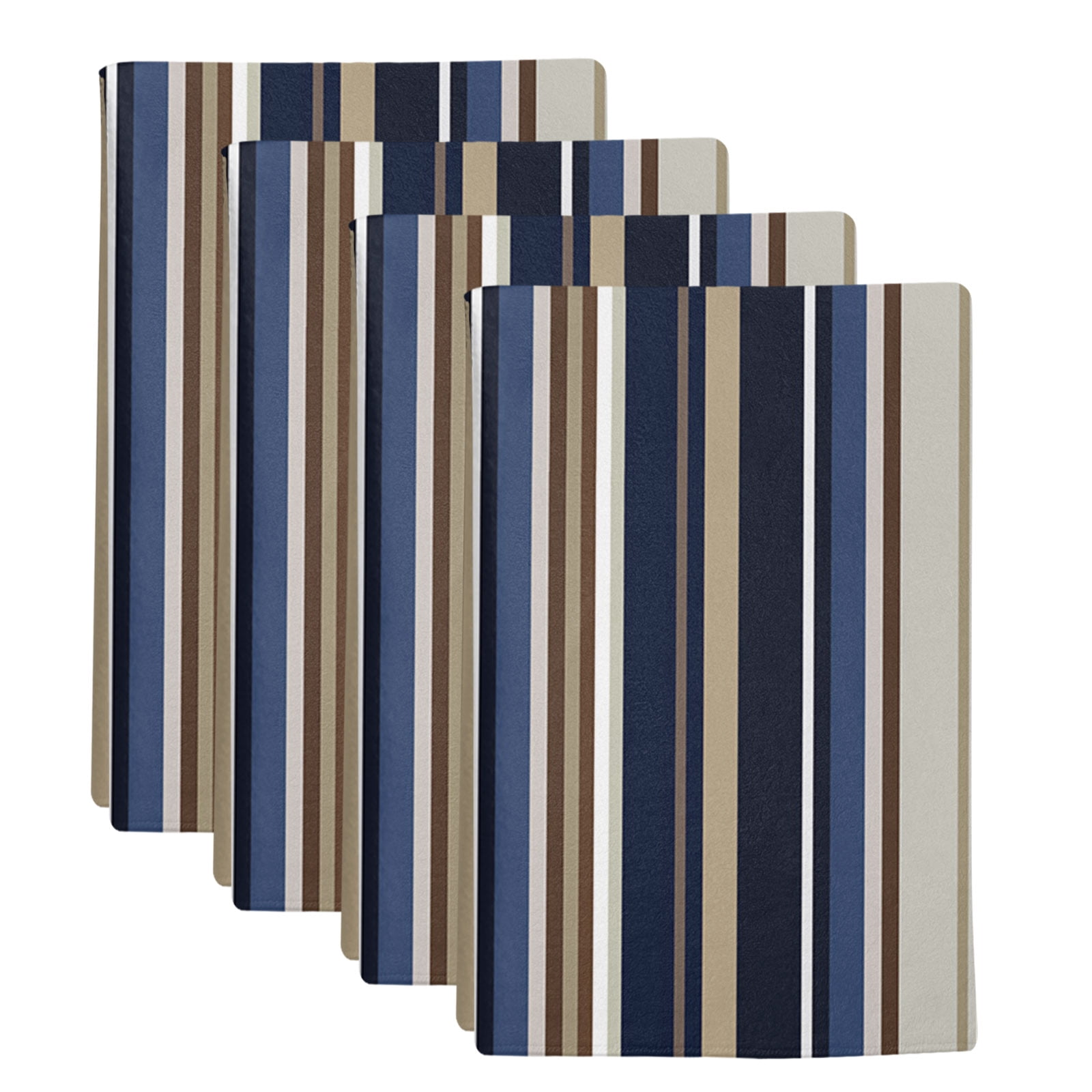 4 Pack Blue Brown Kitchen Towels Stripes Decorative Dish Towel Sets ...