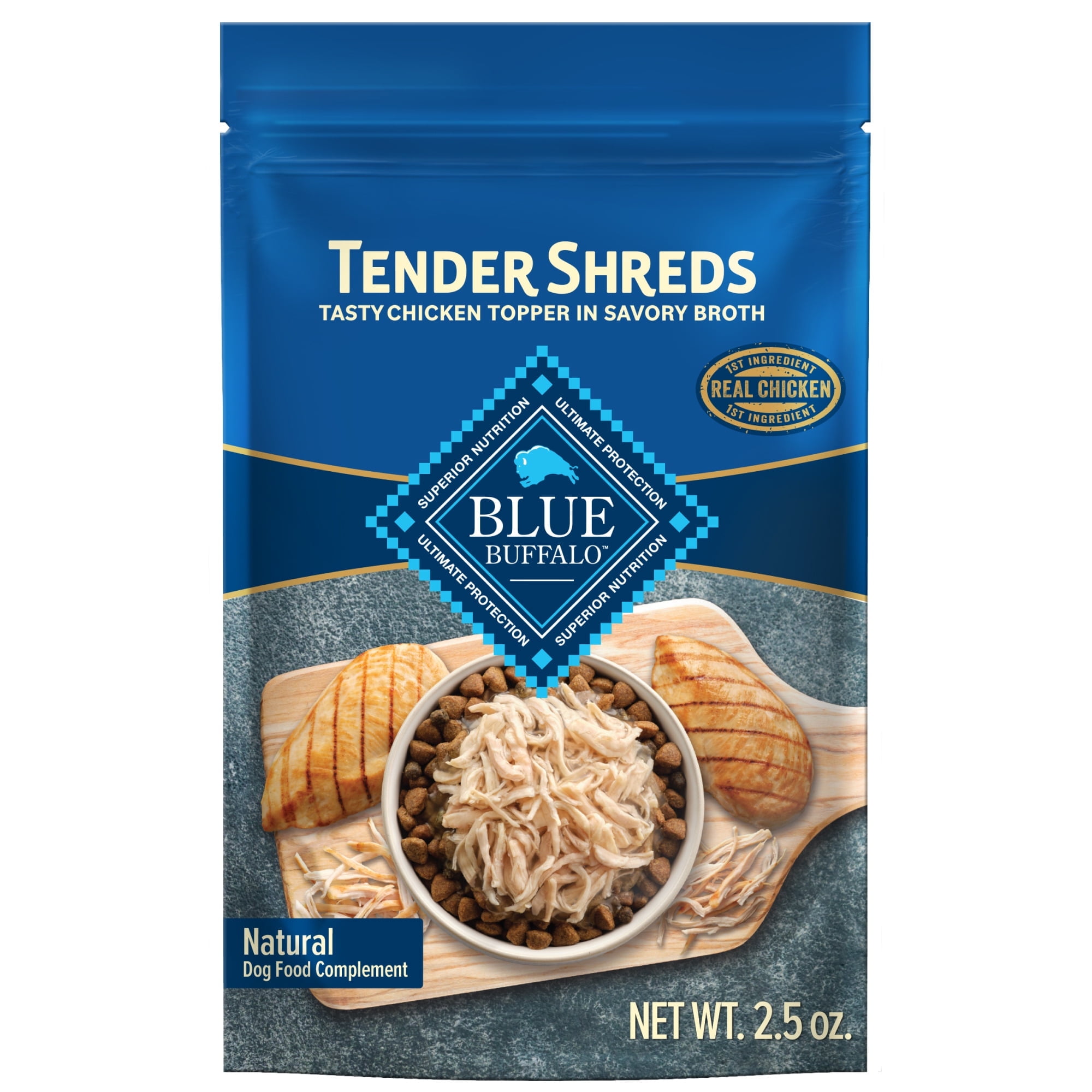 (4 Pack) Blue Buffalo Tender Shreds Chicken Toppers, Dog Food, Chicken ...