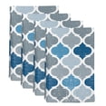 4 Pack Blue Grey Kitchen Towels Geometric Morocco Quatrefoil Lattice ...