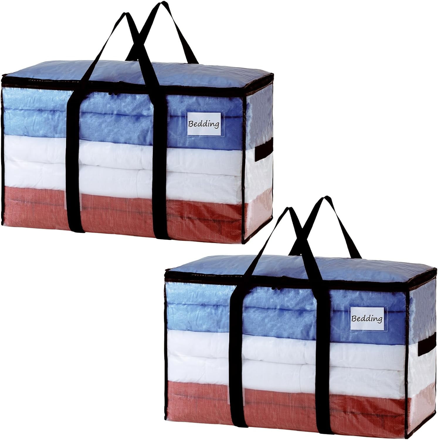 4 Pack Blue Heavy Duty Totes For Storage with Visible Window, Wrap ...