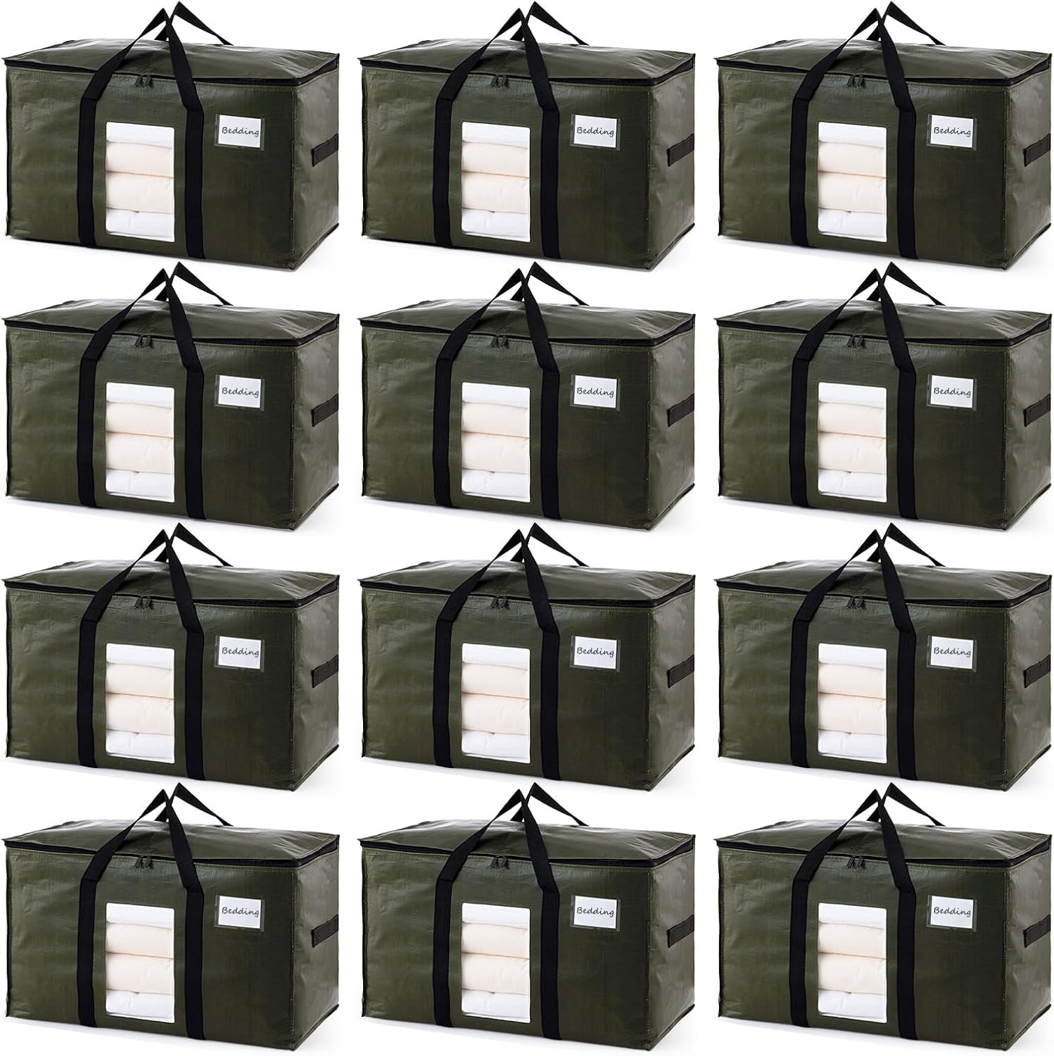 4 Pack Blue Heavy Duty Totes For Storage with Visible Window, Wrap ...