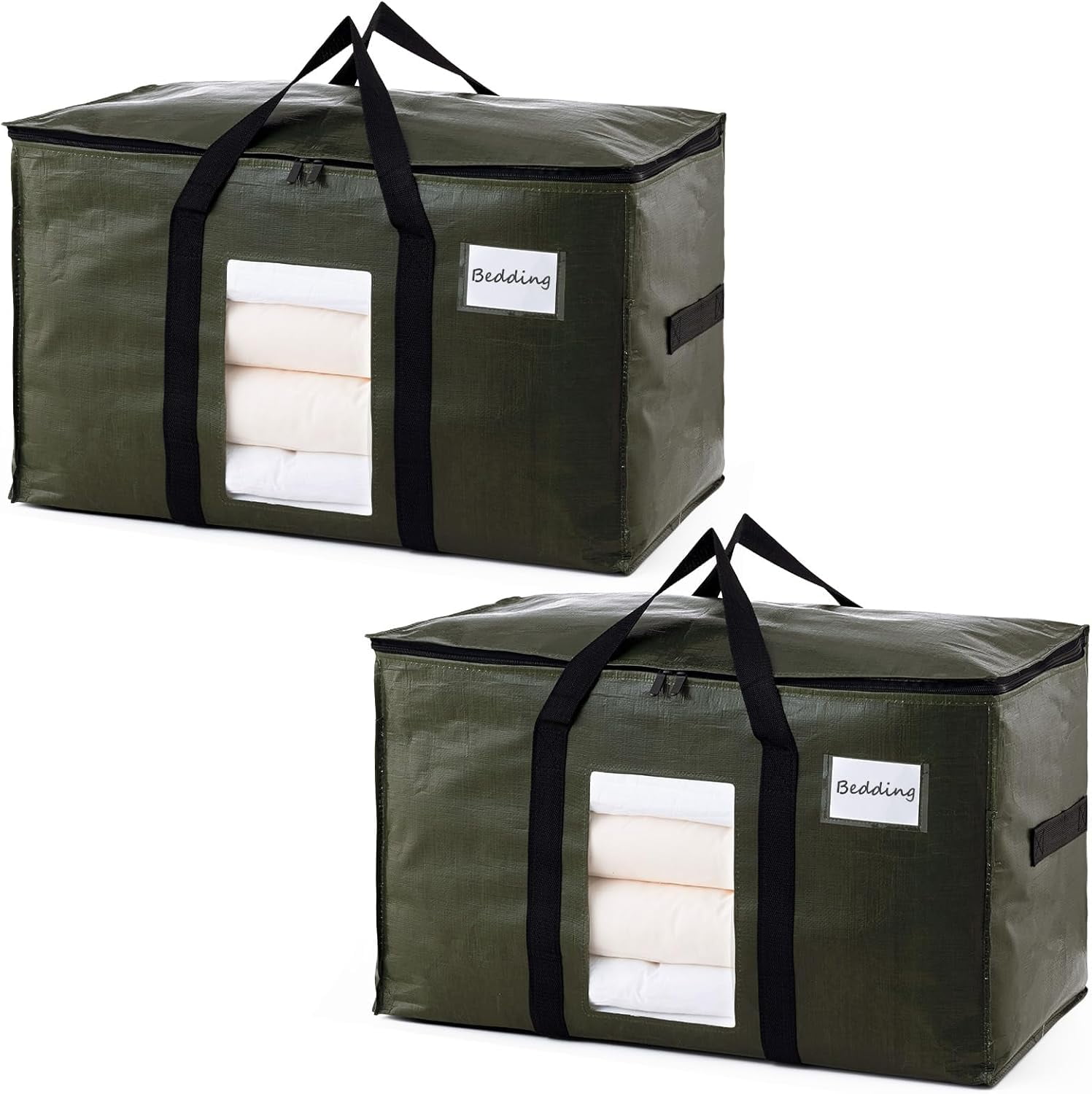 4 Pack Blue Heavy Duty Totes For Storage with Visible Window, Wrap ...