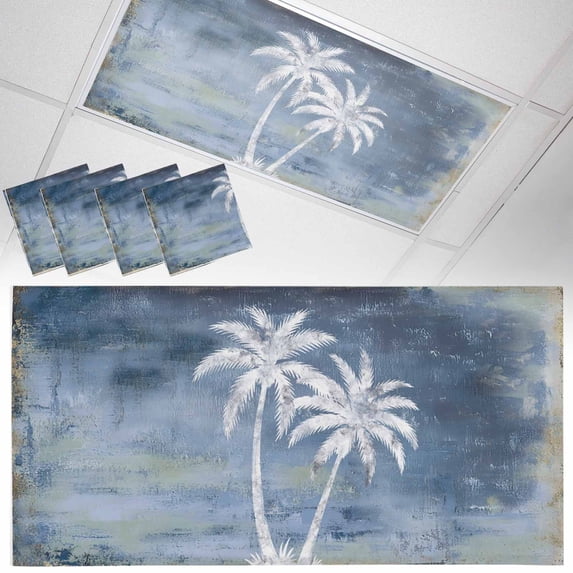 4 Pack Blue Palm Tree Fluorescent Light Covers for Ceiling Lights ...
