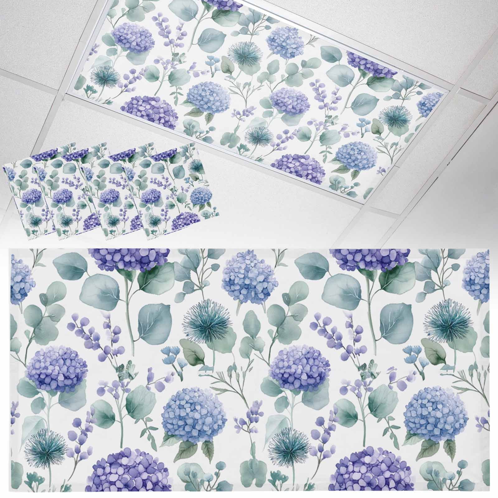 4 Pack Blue Purple Fluorescent Light Covers for Ceiling Lights ...