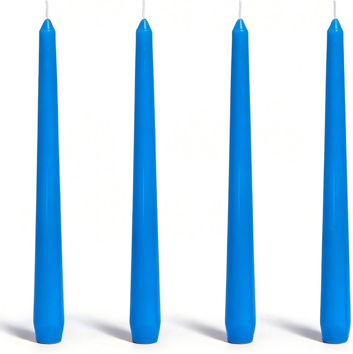 4 Pack Blue Taper Candles, 10 Inch Dripless Unscented Smokeless ...