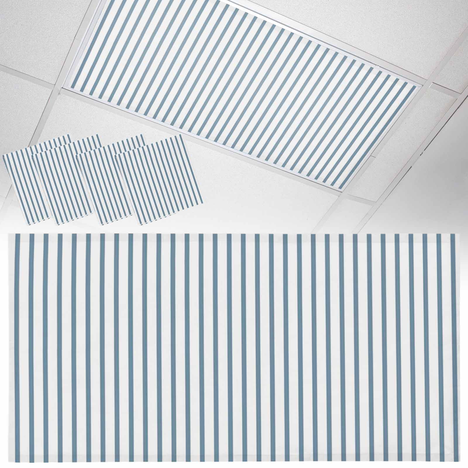 4 Pack Blue White Stripe Pattern Fluorescent Light Covers for Ceiling ...