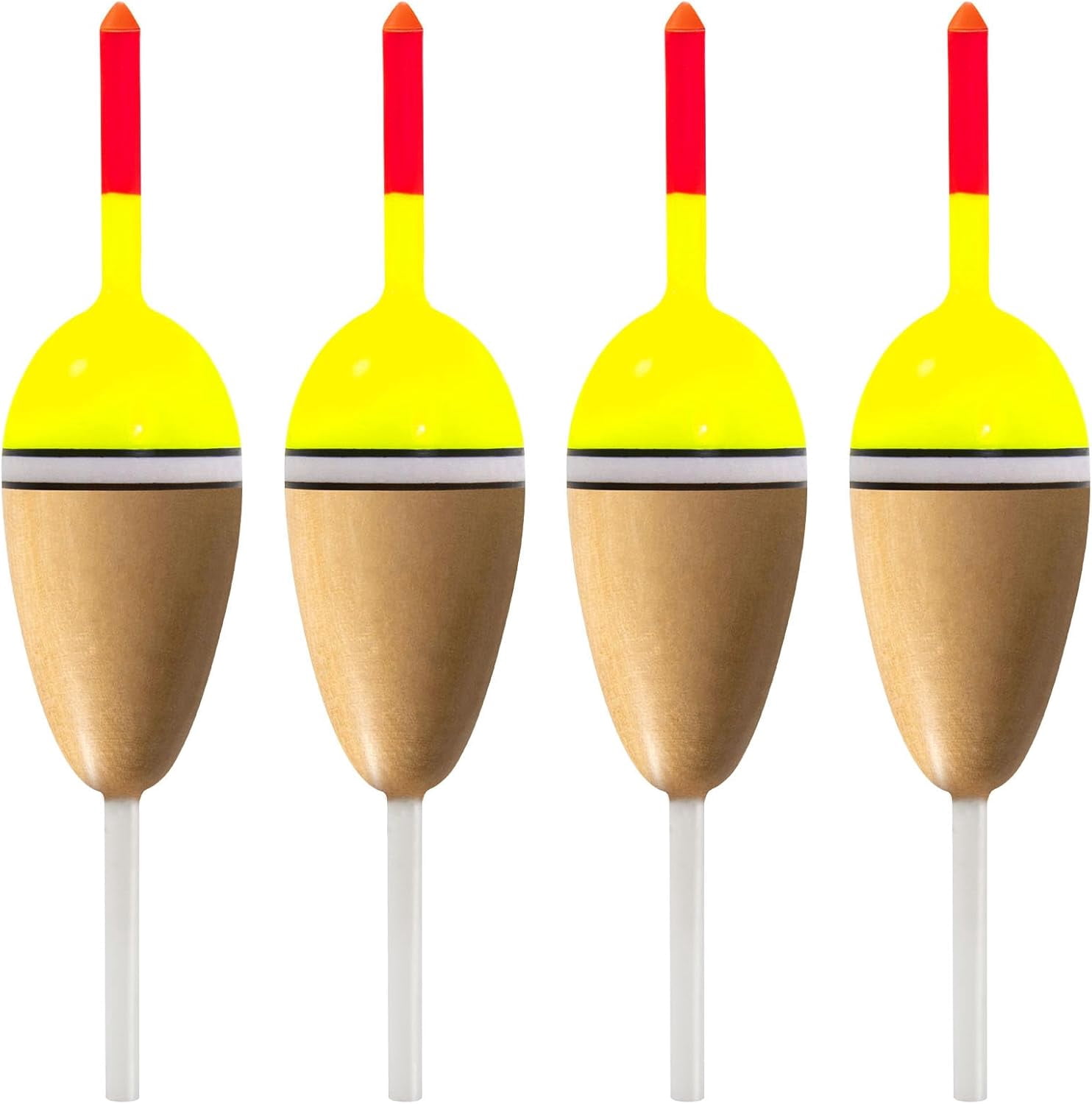 4-Pack Bobbers for Fishing, Buoyant Balsa Wood Body Slip Bobbers Floats ...