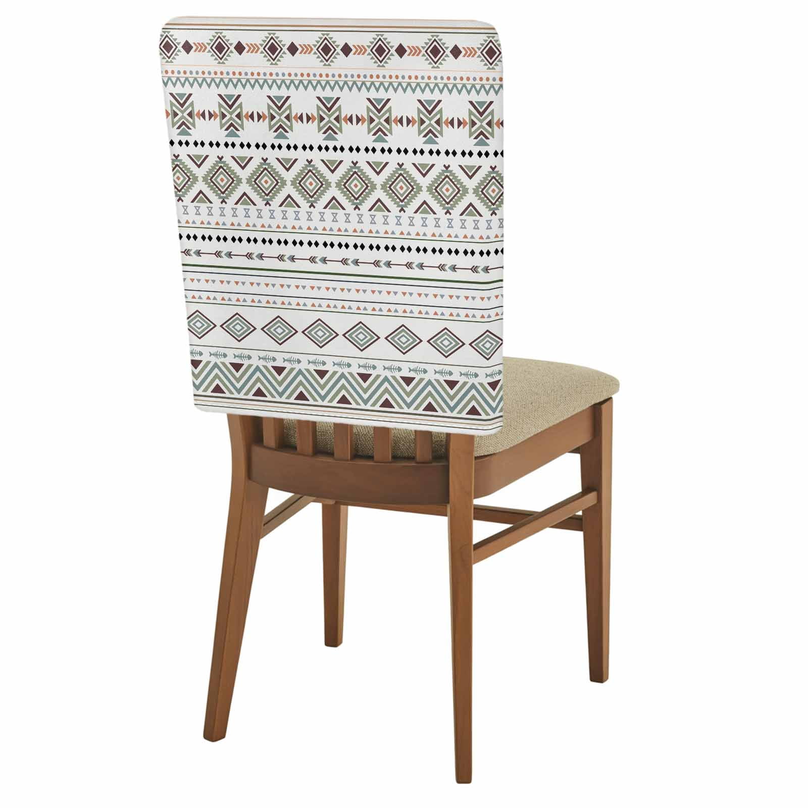 4 Pack Bohemian Chair Back Covers Green Orange Ethnic Geometric ...