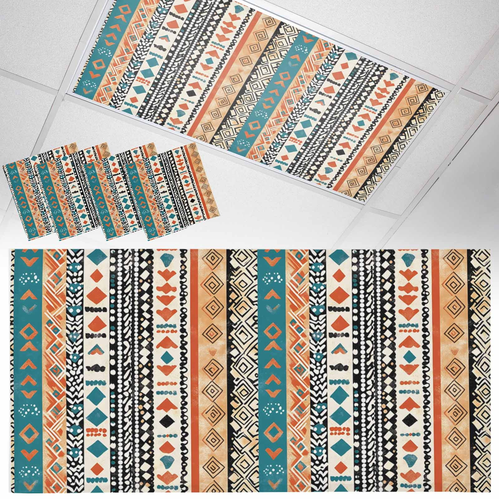4 Pack Bohemian Patterns Fluorescent Light Covers for Ceiling Lights ...