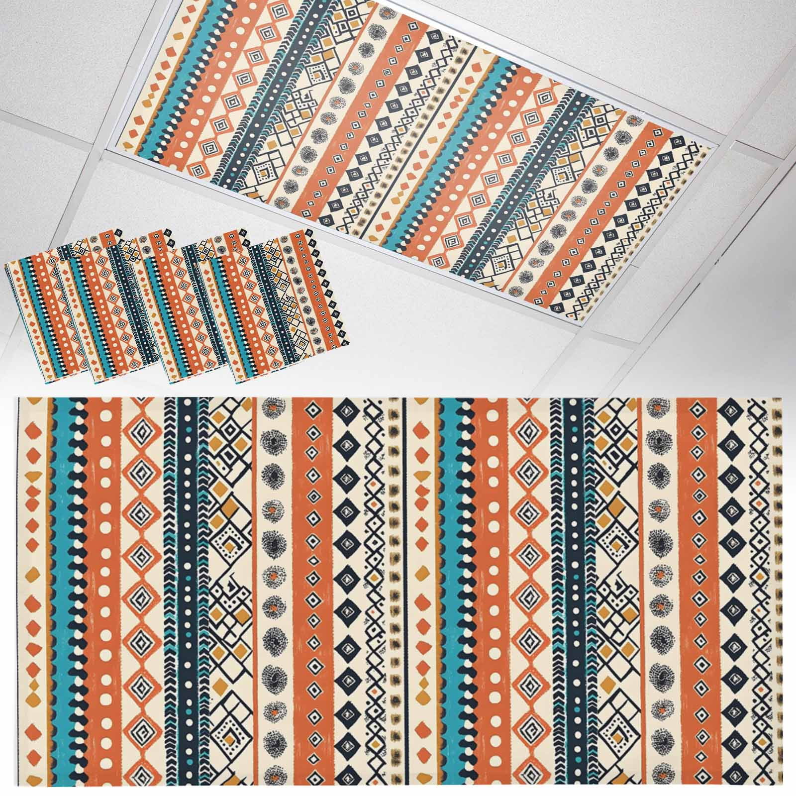 4 Pack Bohemian Patterns Fluorescent Light Covers for Ceiling Lights ...