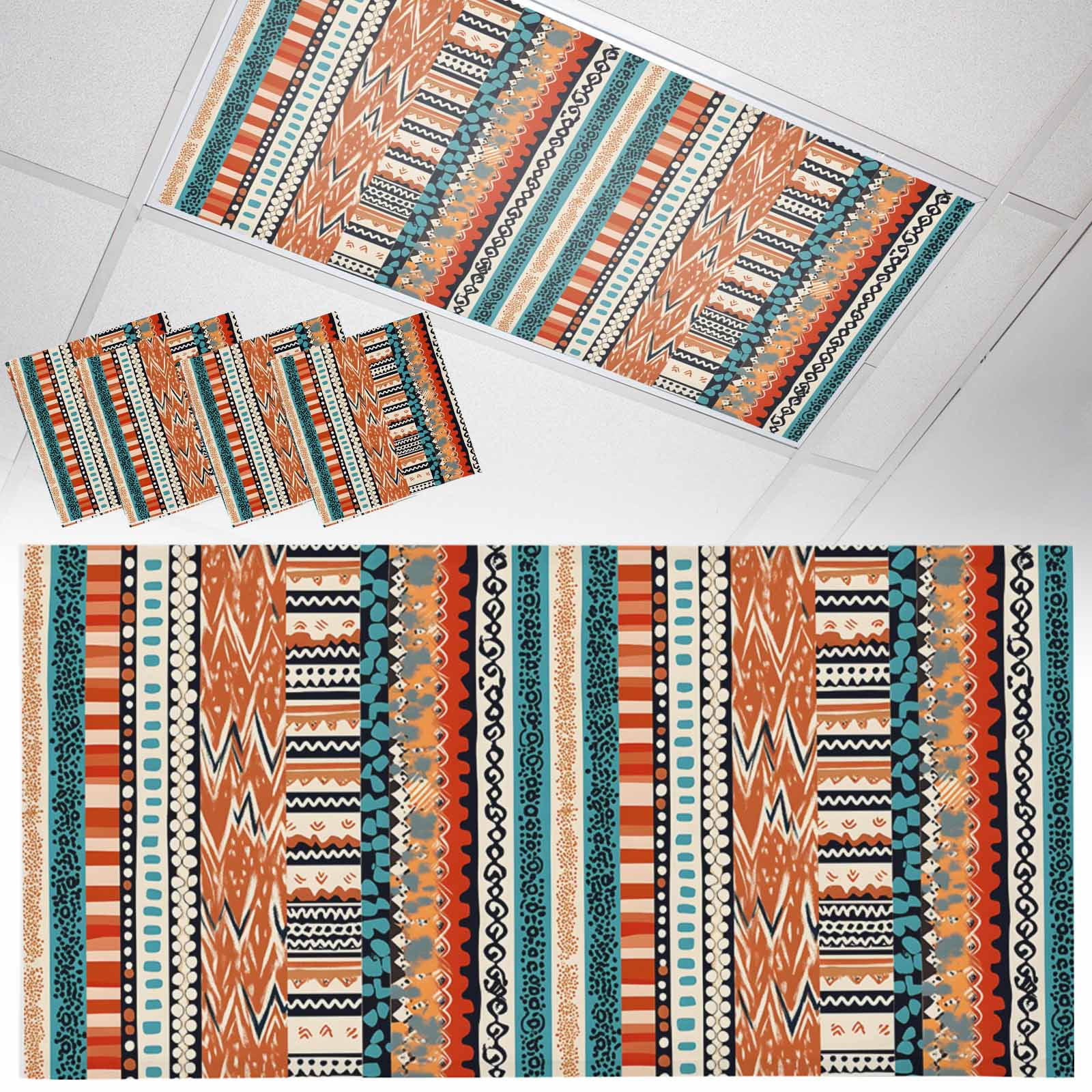 4 Pack Bohemian Patterns Fluorescent Light Covers for Ceiling Lights ...