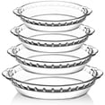 4-Pack Borosilicate Glass Pie & Tart Pans Set with Handles, Sizes 7/8/9 ...