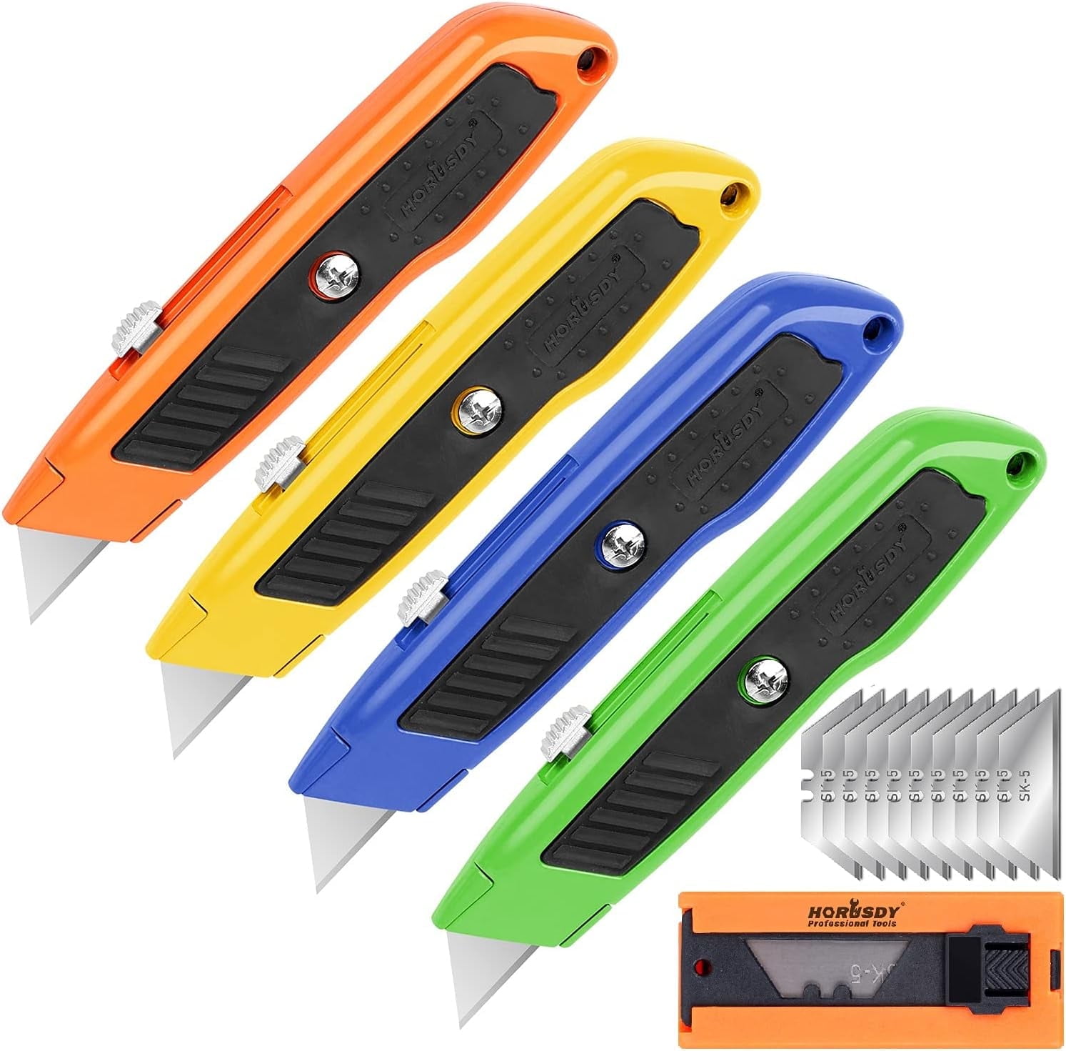 4-Pack Box Cutter Utility Knife, Heavy Duty Aluminum Shell Retractable ...