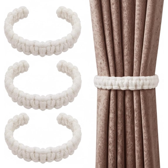 4 Pack Braided Curtain Tieback Boho Farmhouse Rustic Rope Drapes Holder ...
