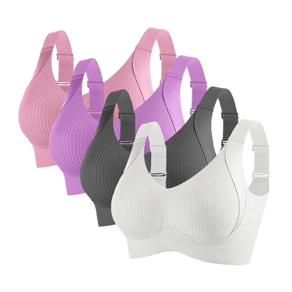 4 Pack Bras for Women JIANLAI No Show Padded Wirefree Full Coverage ...