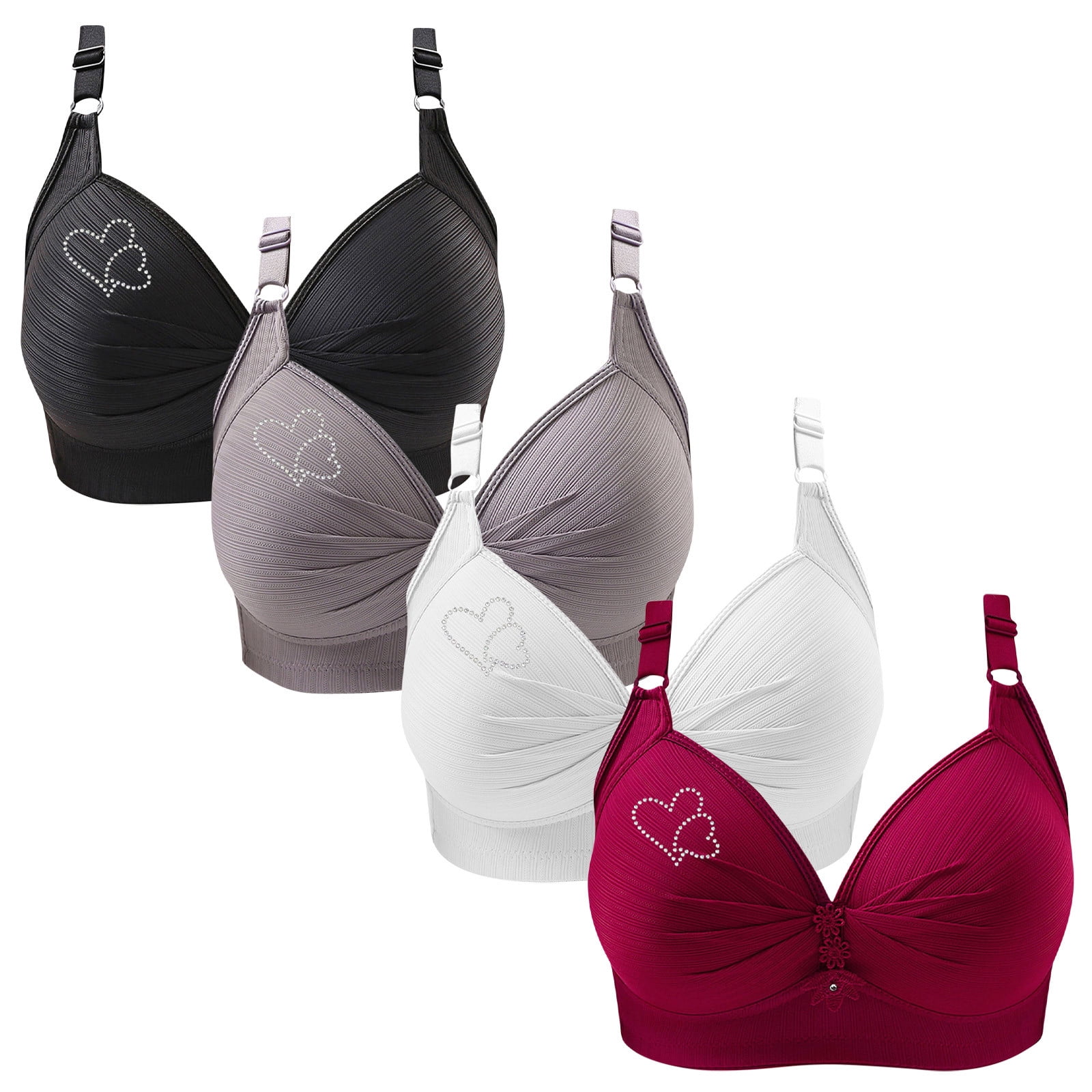 4 Pack Bras for Women No Underwire Push Up Bralette 2024 Everyday Wear ...
