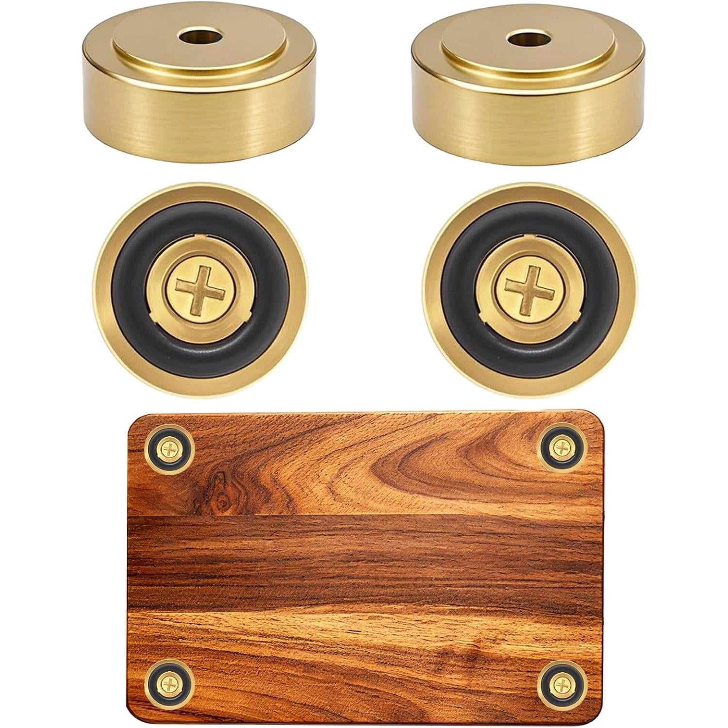 4 Pack Brass Cutting Board Feet with Non Slip Pads,Rubber Feet for ...
