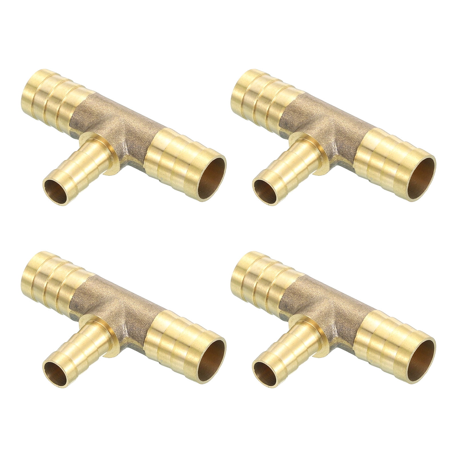 4 Pack Brass Hose Barb Fitting Tee 3 Way Connector Coupler, 1/2"x5/16 ...
