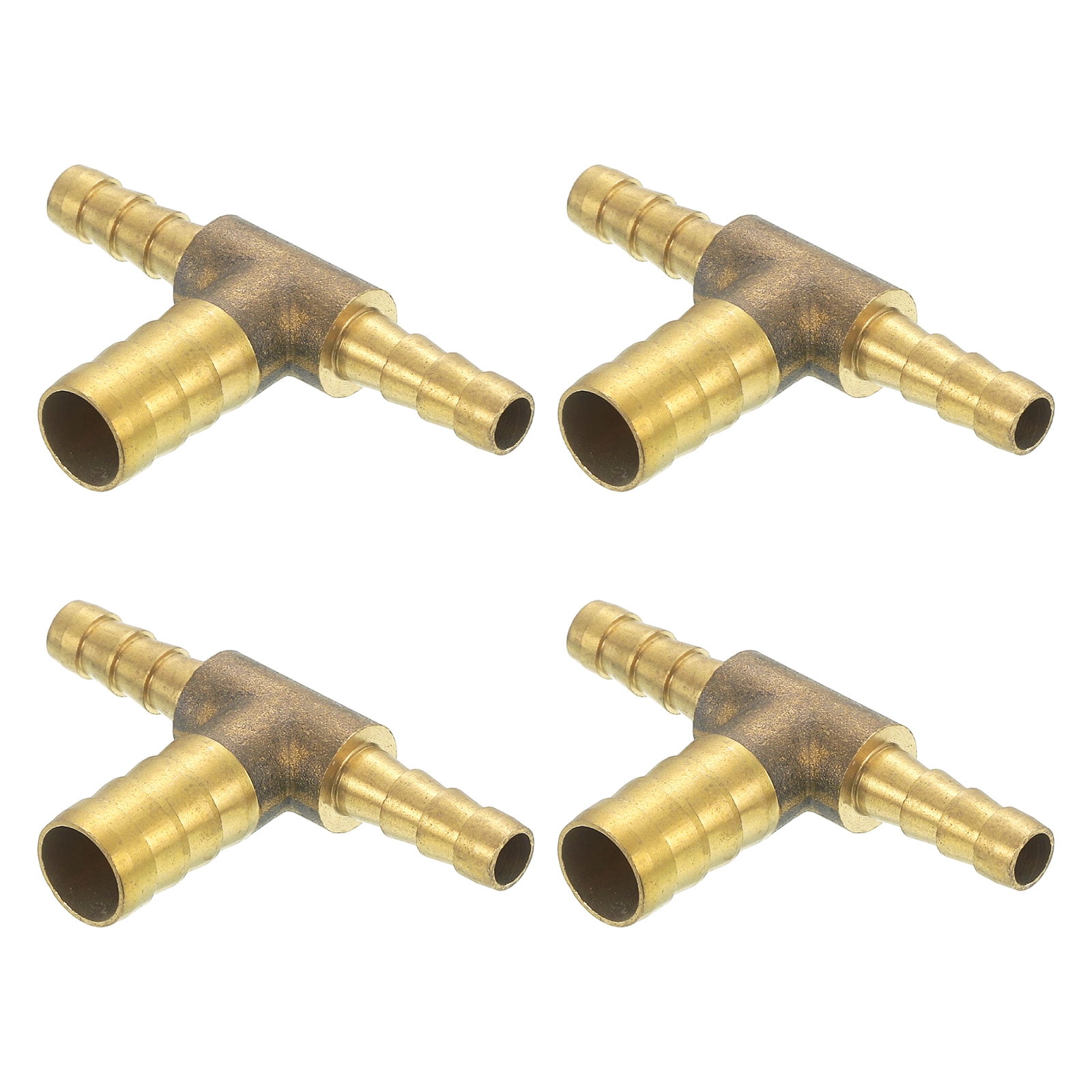 4 Pack Brass Hose Barb Fitting Tee 3 Way Connector Coupler, 1/4"x3/8"x1 ...