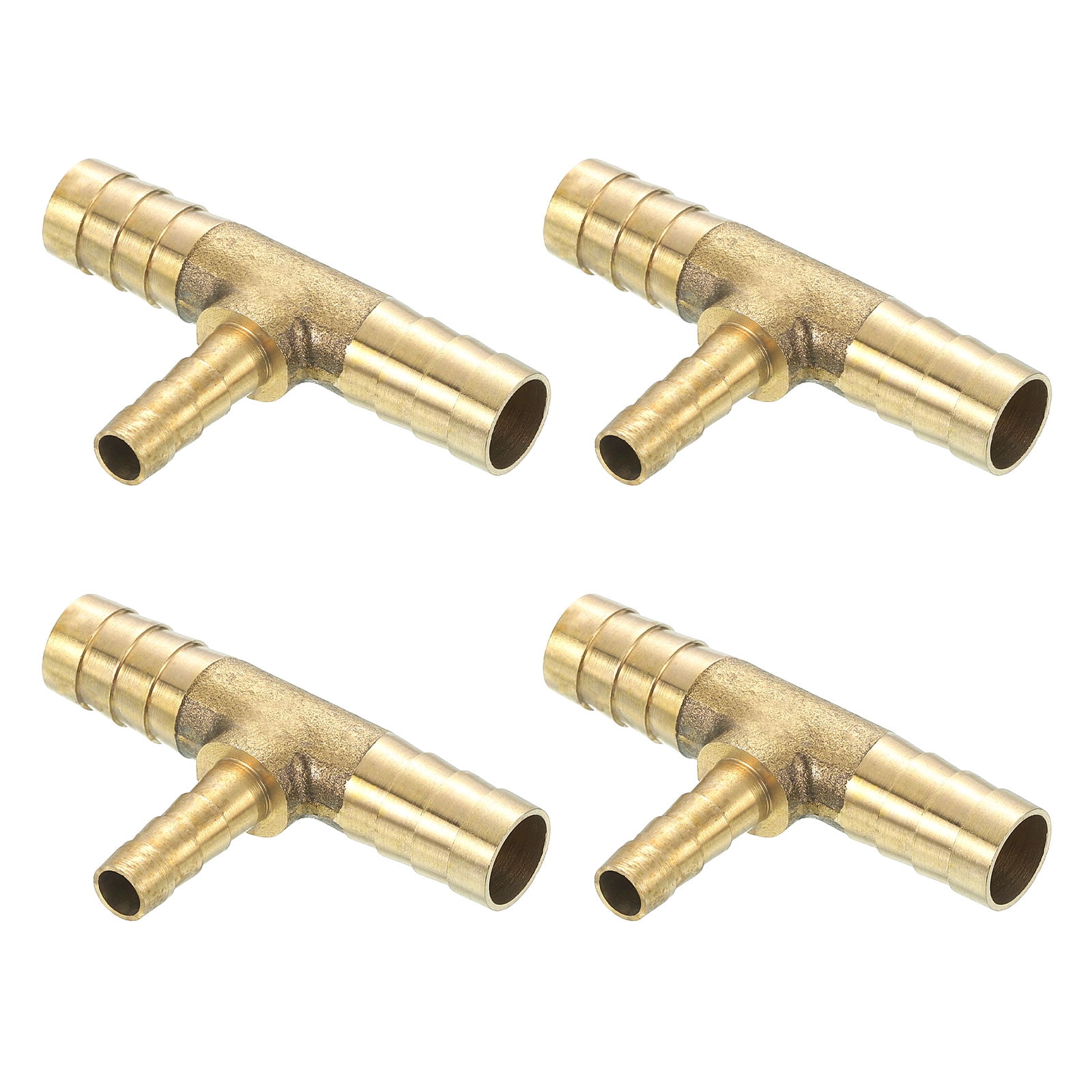 4 Pack Brass Hose Barb Fitting Tee 3 Way Connector Coupler, 3/8"x1/4"x3 ...