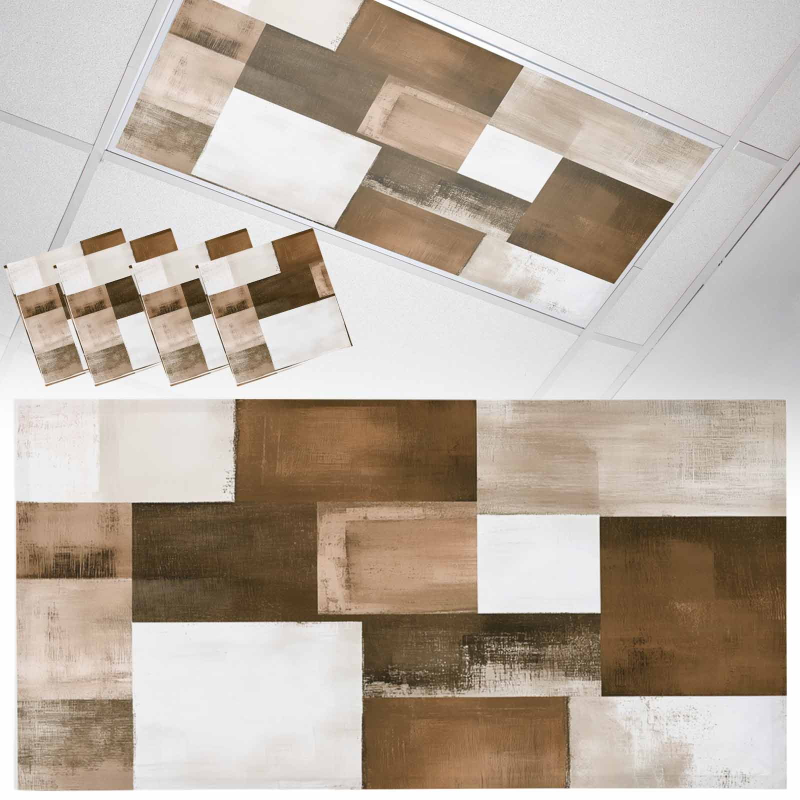 4 Pack Brown Abstract Fluorescent Light Covers for Ceiling Lights ...